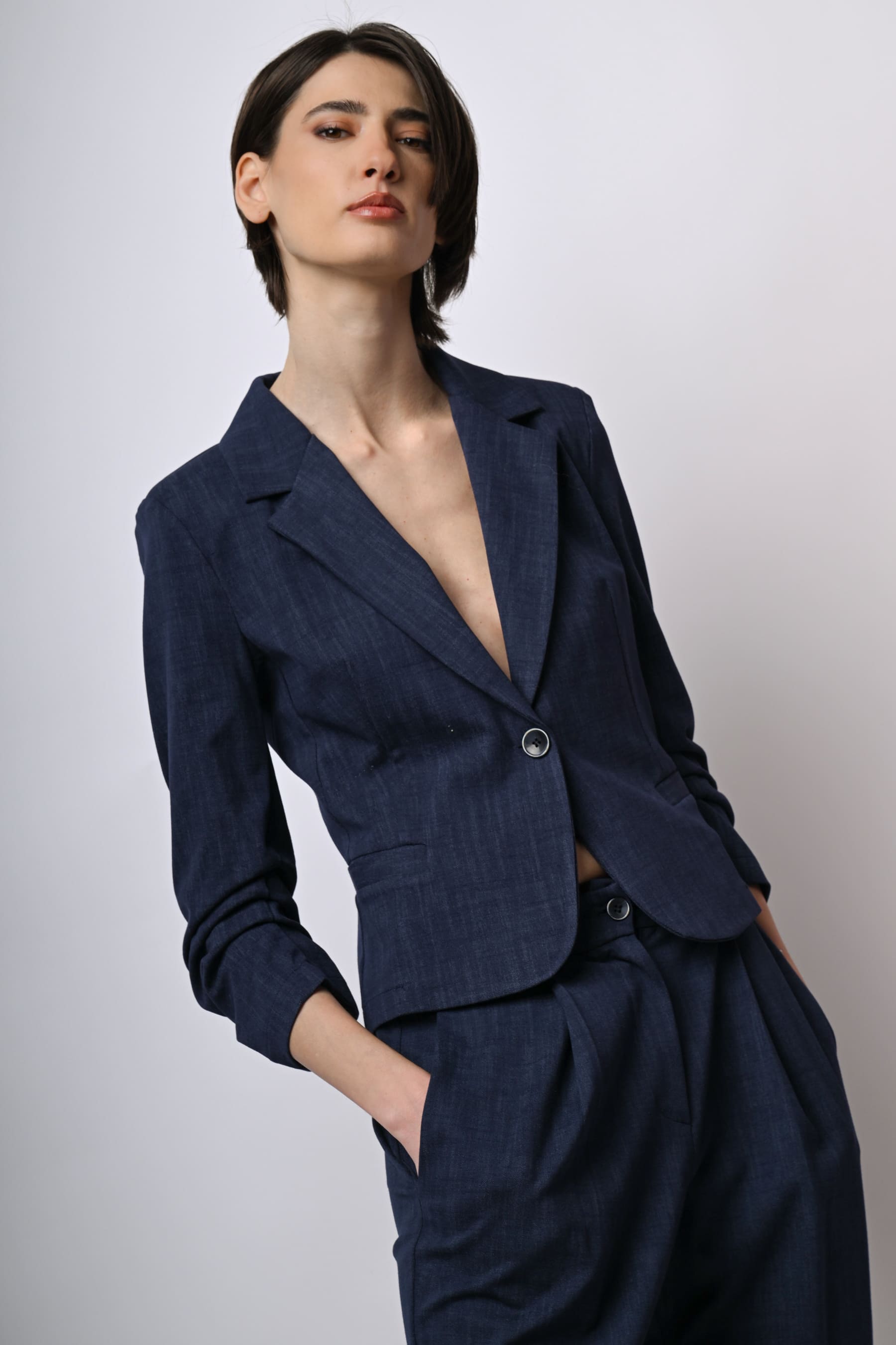 Blazer monopetto con maniche arricciate – Nunalie