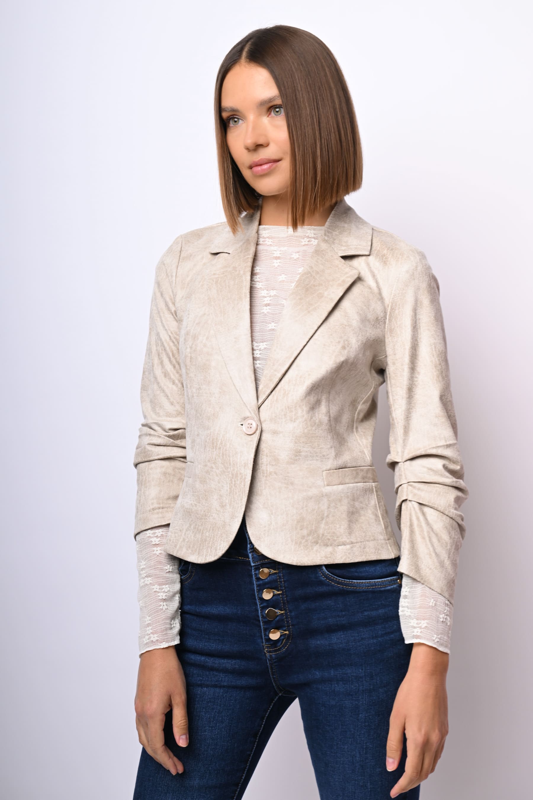 Blazer in similpelle effetto vintage – Nunalie