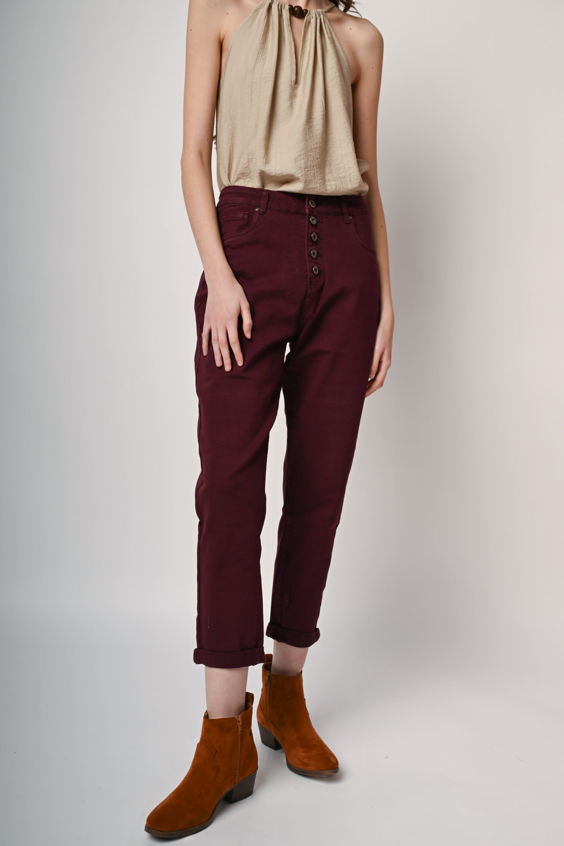 Pantaloni in drill con bottoni – Nunalie