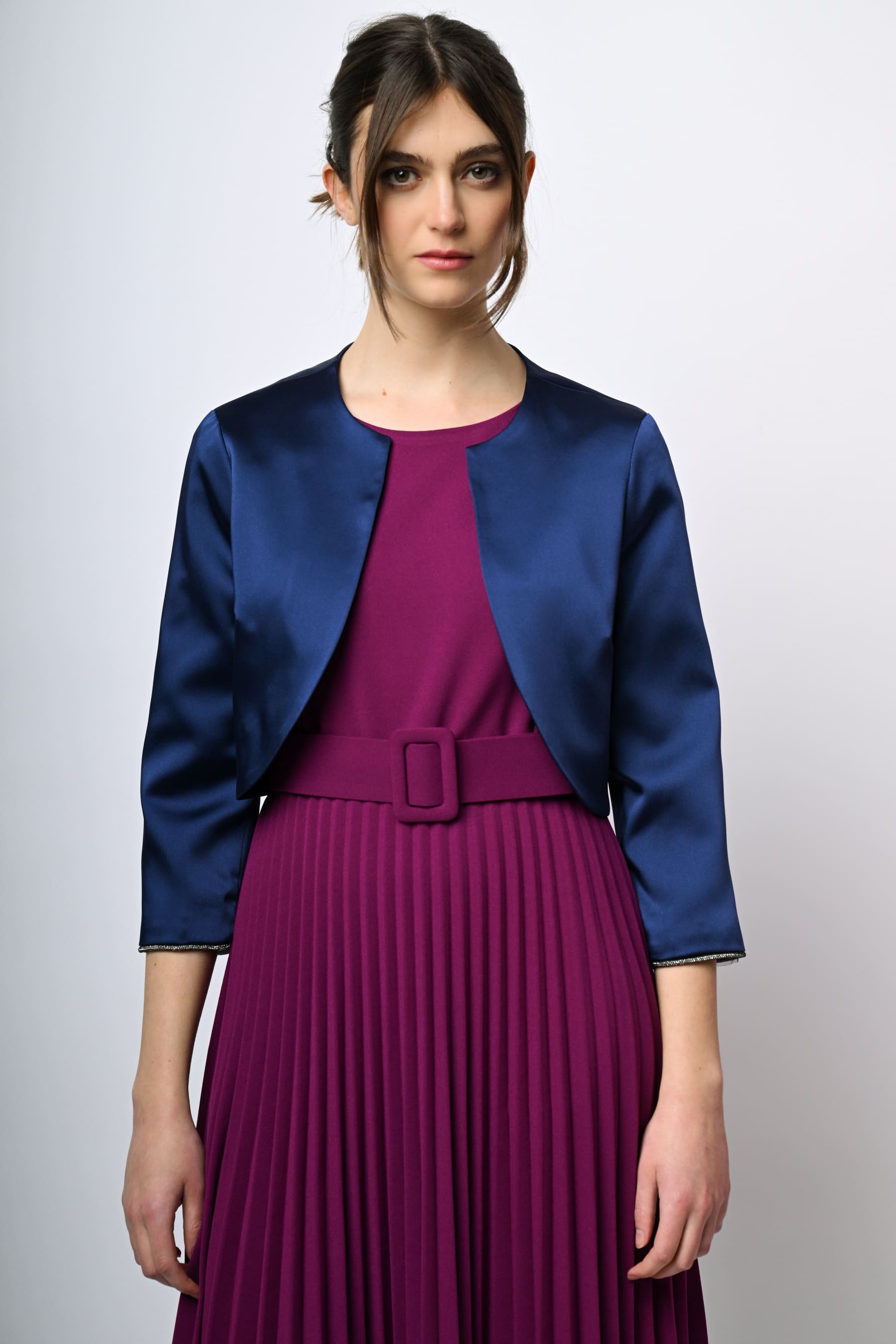 Bolero in raso con profili in lurex – Nunalie