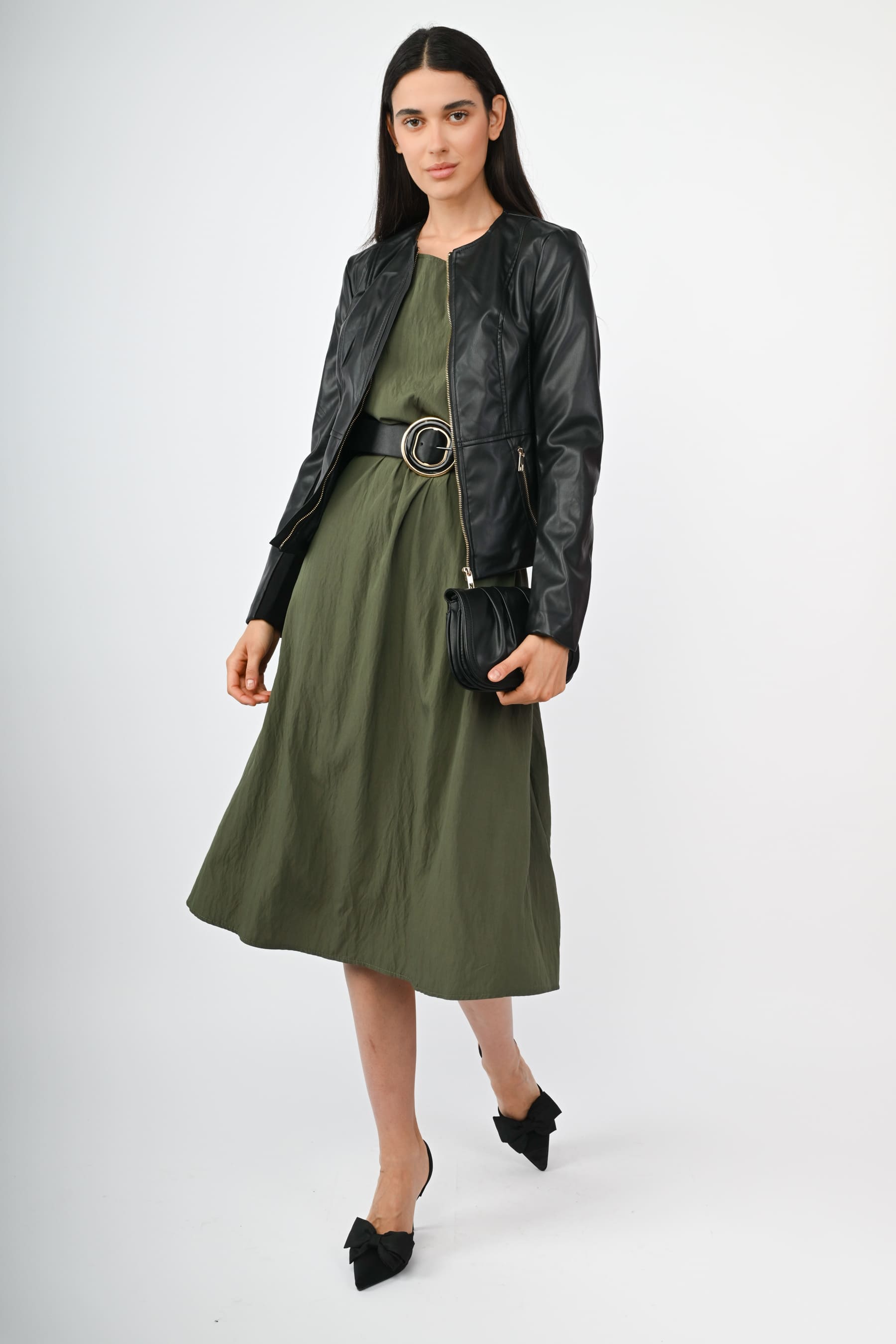 Giacca in similpelle e tessuto – Nunalie