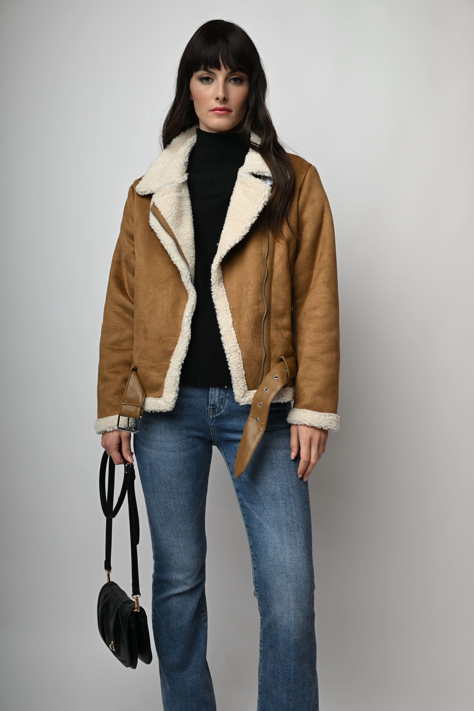 Giacca in similpelle e faux shearling – Nunalie