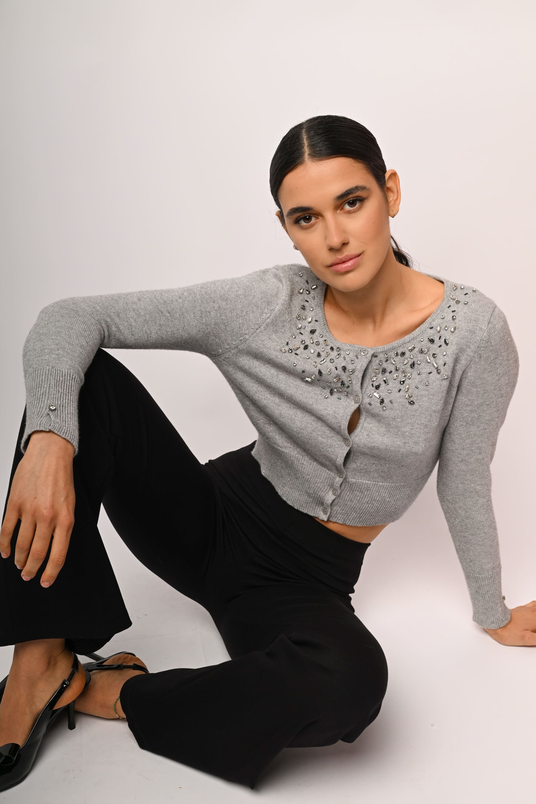 Cardigan crop con strass – Nunalie