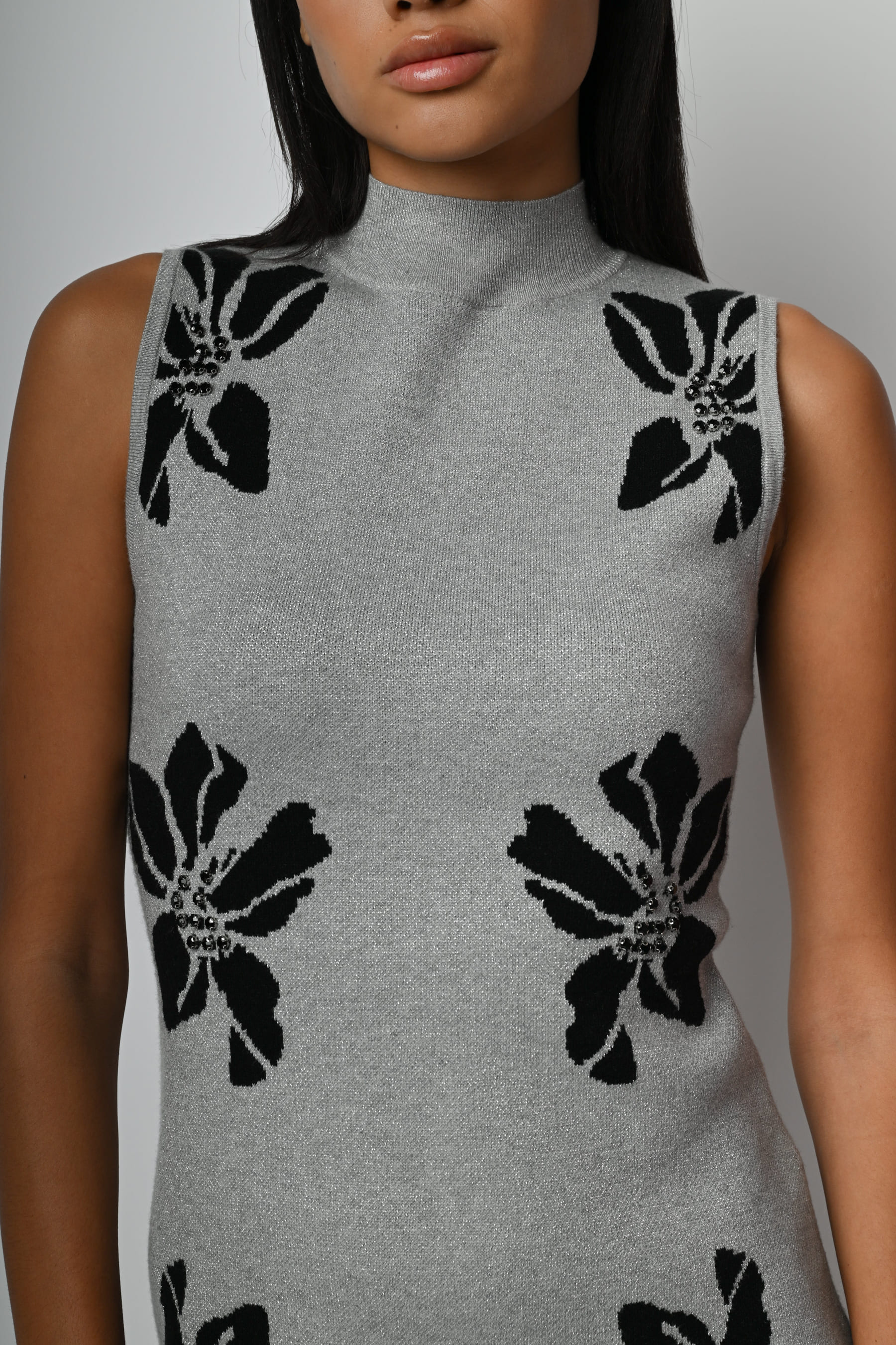 Mini abito in maglia jacquard a fiori – Nunalie