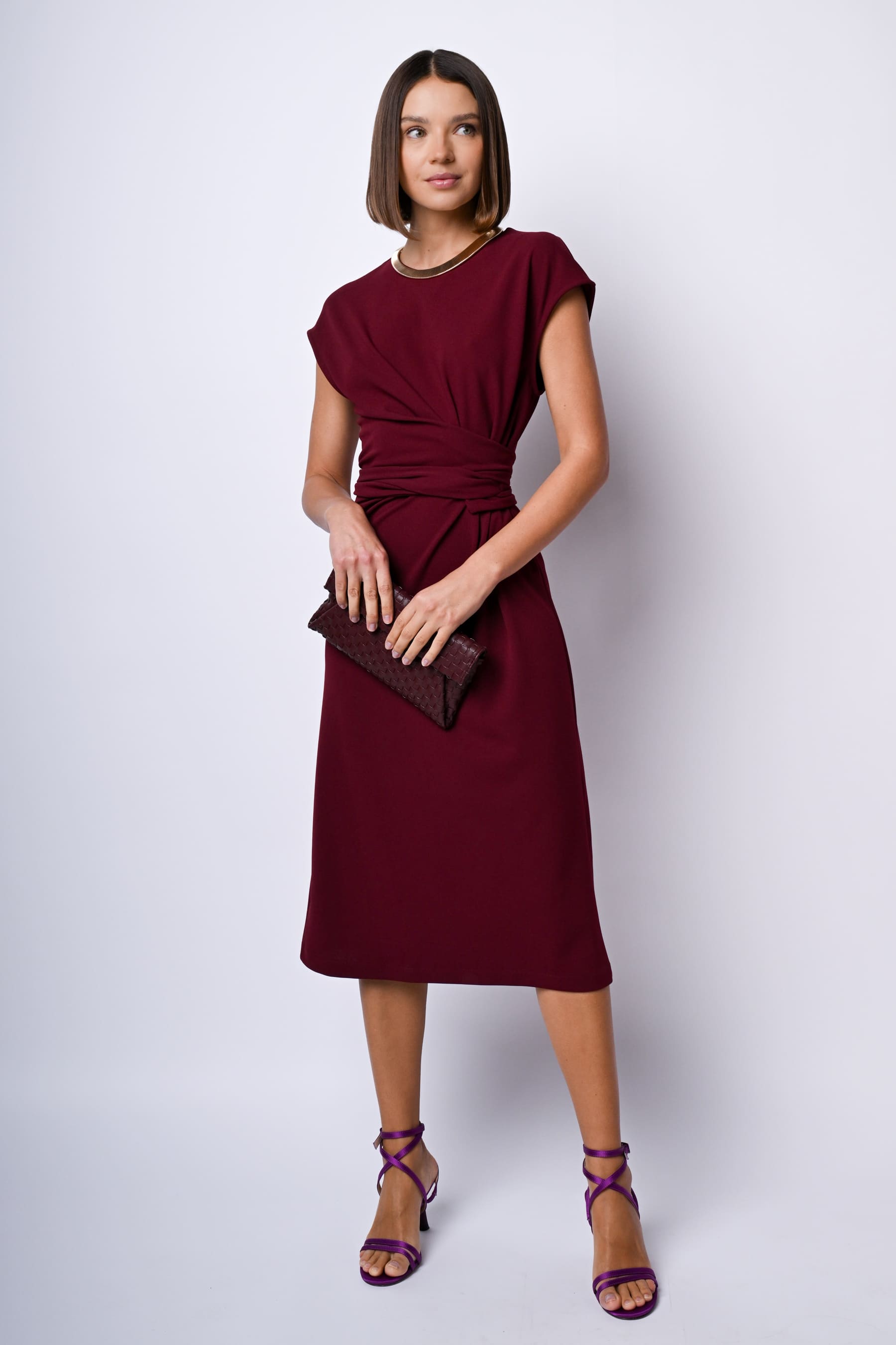 Abito midi con nodo alla vita – Nunalie