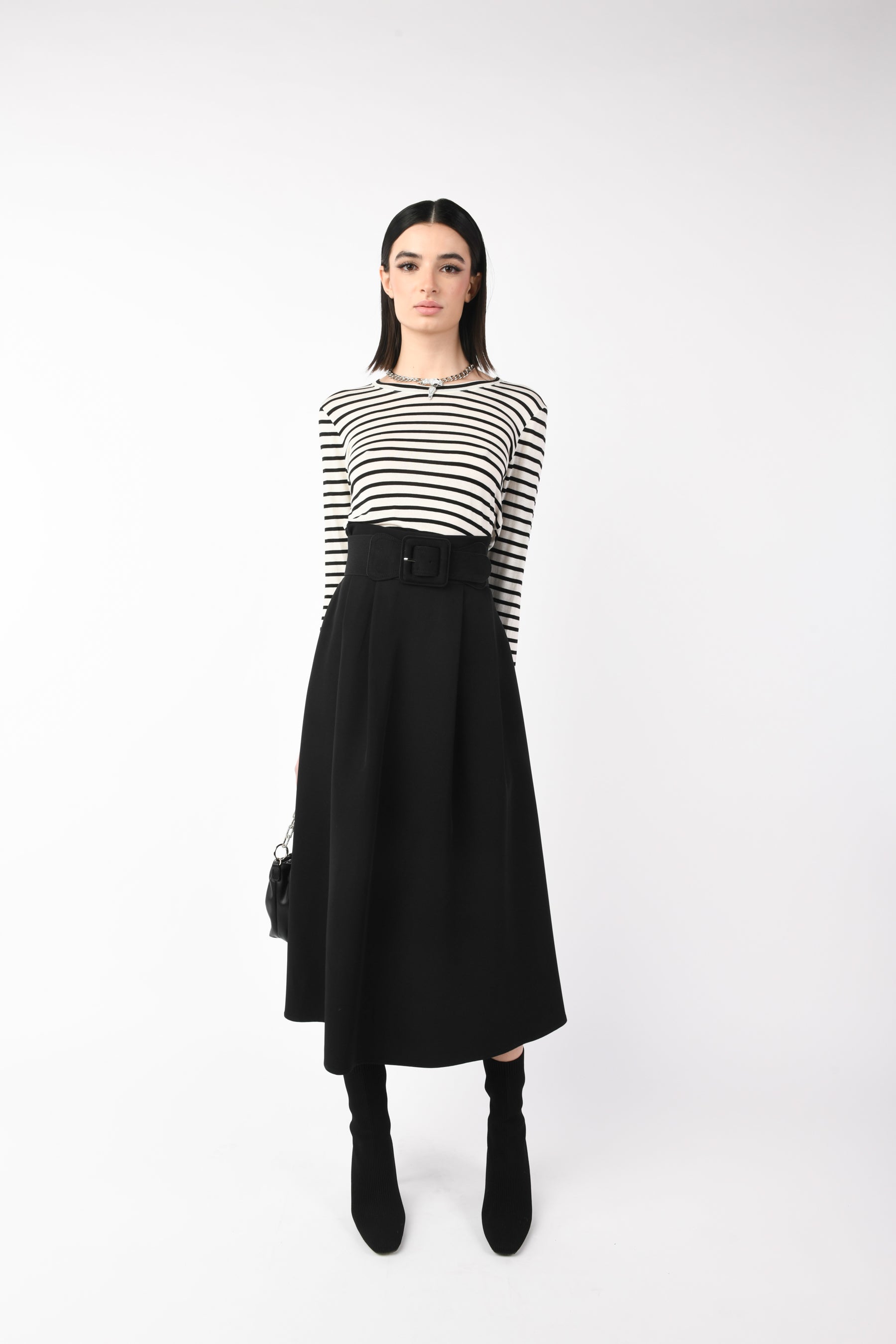 Gonna midi svasata con cintura – Nunalie